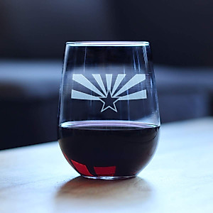 Arizona Flag - Stemless Wine Glass - State Themed Drinking Decor and Gifts for Arizonans - Large 17 Ounce