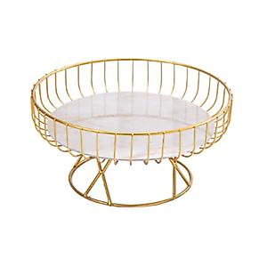 Fruit Tray, Practical Decorative Hollow Design Serving Tray for Cafe (L Golden)