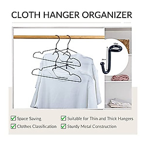 Koobay Clothes Hanger Connector Hooks, 36PCS, Clothes Hanger Organizer Mini Space Saver Hangers Clothes Hanger Extender Cascading Connection Hooks for Wooden/Velvet/Metal/Plastic Hangers (Black)