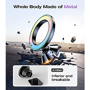 VICSEED Fit for MagSafe Car Mount [Colorful Gradient] Magnetic Phone Holder for Car Dashboard [Lasting & Never Fall] All Metal Sturdy Phone Mount for Car Dash Fit iPhone 14 13 12 Pro Max All Mobile
