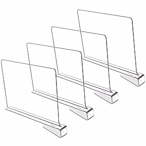 Sooyee Acrylic Shelf Dividers for Closet Organization,4 PCS Closet Shelf Organizer,Closet Dividers Purse Organizer for Closet,Closet Separator for Bedroom Kitchen Cabinets and Office Shelves,Clear