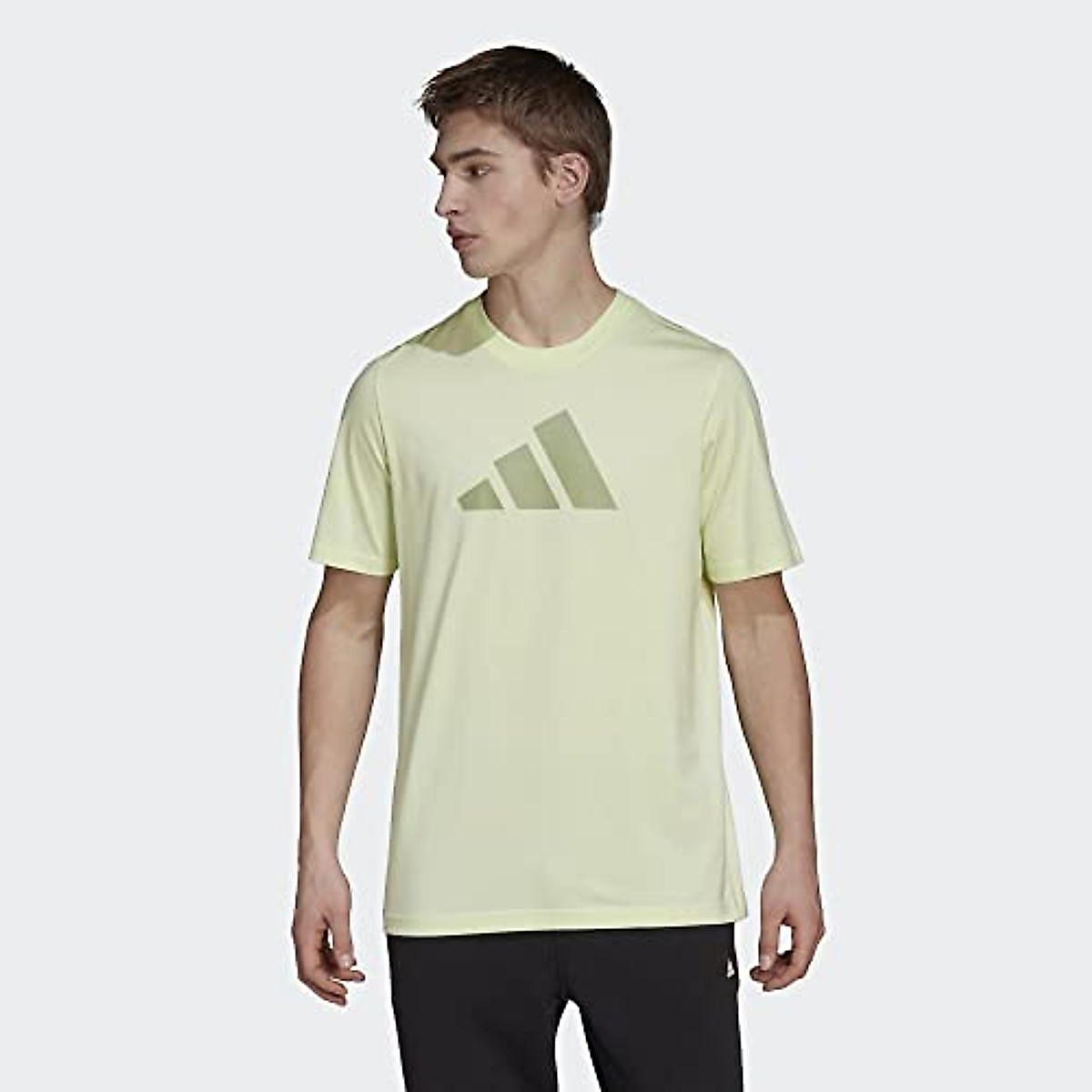 adidas Men's Future Icon Three Bar Tee, Almost Lime, Medium