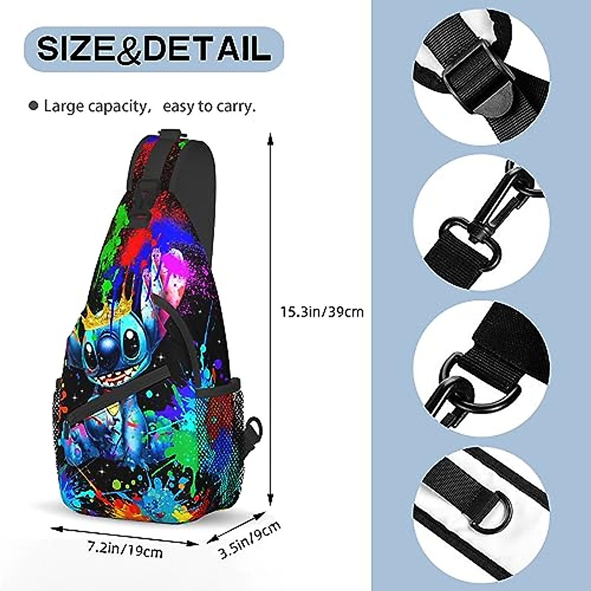 AIOUINBMO Sling Bag Cartoon Crossbody Sling Backpack Sling Bag Travel Hiking Chest Bag Daypack for Purses Shoulder Bag Gifts for Women Men