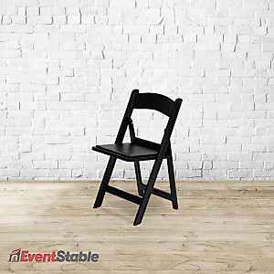 EventStable Titan PRO Resin Folding Chair - Black Indoor/Outdoor Lightweight Folding Chair - Vinyl Padded Folding Chair for Weddings Parties Events - 4 Pack