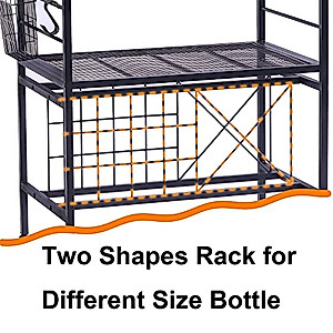 Coffee Bar Cabinet with Glass Holder,Wine Rack Freestanding Floor,Wine Rack Table with Mug Rack and Bottle Holder, Floor Liquor Wine Cabinet Storage, Multi-use Bar Cabinet for Home Kitchen Dining Room