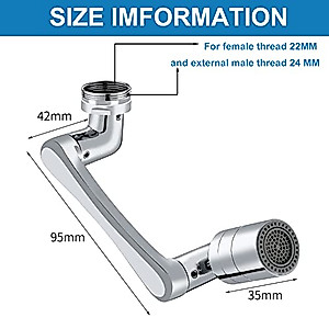 1440° Rotating Faucet Extender Aerator 1080°+360° Universal Large Angle Robotic Arm Water Nozzle Swivel Faucet Extender for Face Washing Gargle and Eyewash with 2 Water Outlet Modes