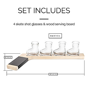 Final Touch Breakaway Hockey Shot Flight Set - 4 Skate Shots & Solid Wood Stick Serving Board with Tape Chalkboard (FTA6629)