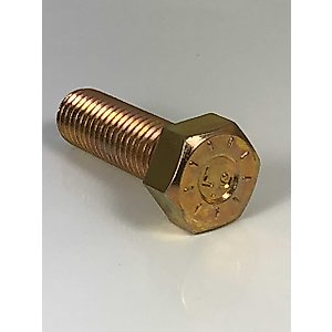 1/4-20 x 1 Hex Head Cap Screws, Alloy Steel Grade 9, Zinc Yellow Plating (Quantity: 100 pcs) - Coarse Thread UNC, Fully Threaded, Length: 1 Inch, Thread Size: 1/4 Inch