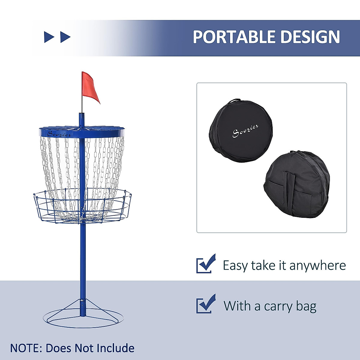 Soozier Portable Disc Golf Basket Target with 24-Chain, Travel Bag, Dark Blue