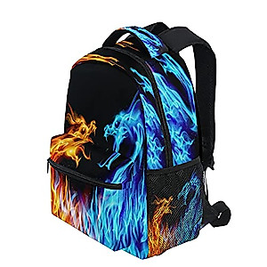 Abstract Cool Dragon Fire Backpacks For Kids School Backpack Shoulder Bag Bookbag Big For Boys Girls Student Elementary