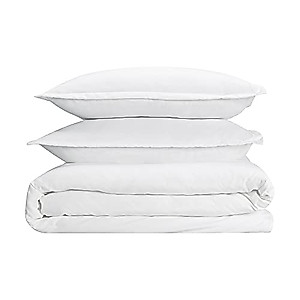 SERTA Simply Clean Ultra Soft Hypoallergenic Stain Resistant 3 Piece Solid Duvet Cover Set, White, Full/Queen