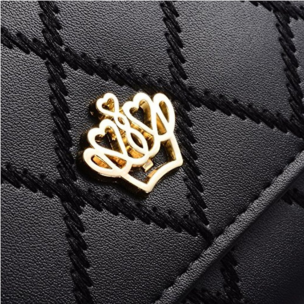 Todd Grace Fashion Ladies Purse Elegant Clutch Crown Wallet Long Wallet Leather Wallet (black)