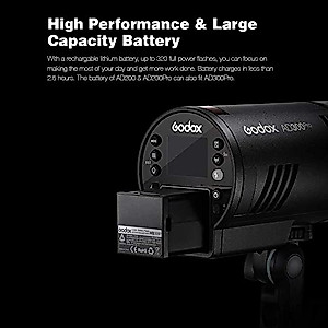 Godox Flash Strobe AD300 Pro AD300Pro Outdoor Studio Monolight 300w Photographic Lighting for Canon Sony Nikon Fuji Olympus Panasonic Camera 2.4G TTL 1/8000 HSS Flash, 0.01-1.5s Recycle Time