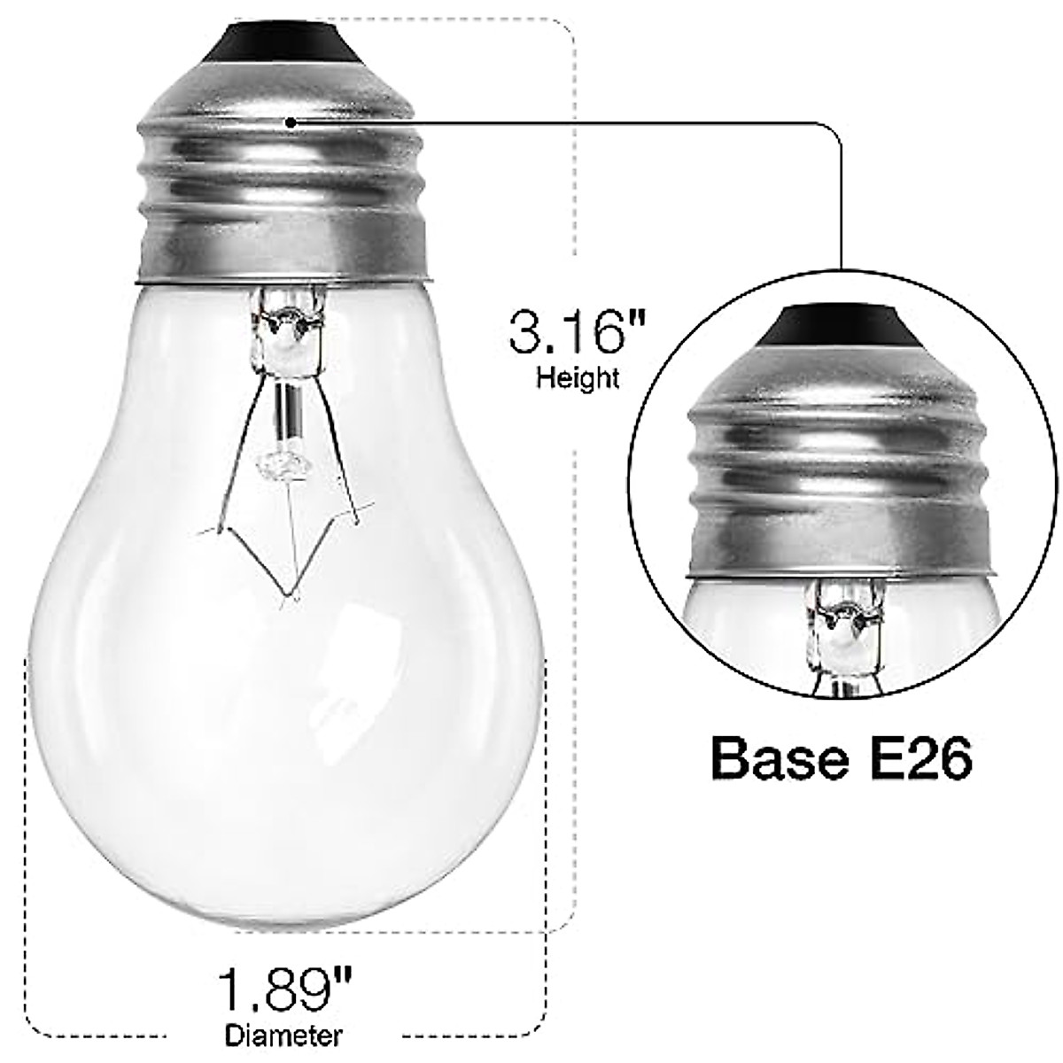 SalHawze Oven Bulb 40W Microwave E26 Medium Base, A15 Appliance Bulb, High Temperature Resistant 300 Degree Appliance Bulb Suitable for Oven, Stove, Refrigerator