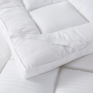 BEIVIG Breathable Mattress Topper, Soft Plush Full Mattress Pad, Extra Thick Quilted Pillow Top with Fluffy Down Alternative Fill and 400TC Cotton Cover for Back Pain Relief and Support(White,54"x75")