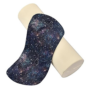 Vnurnrn Night Planets Galaxy Neck Support Pillow Round Neck Roll Bolster Cylinder Pillow Cervical Pillows Travel Pillow for Leg Knee Back Head Support for Study Work Men Women