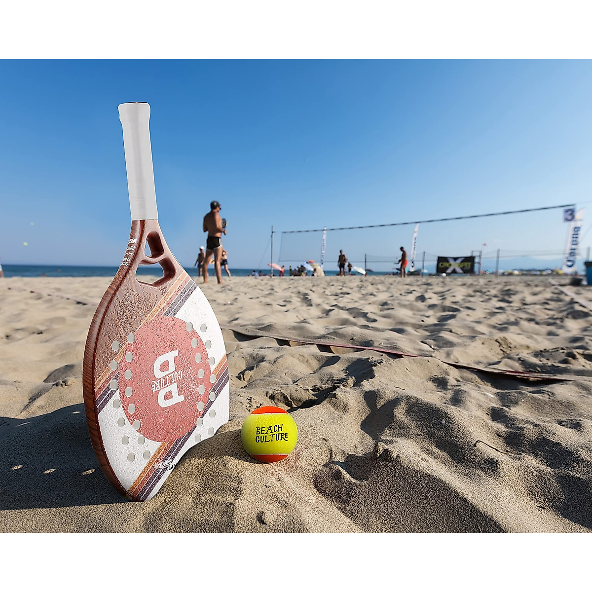 Beach Tennis Paddle Racquet Racket 22mm Full Carbon Sandgrit Surface with coverbag (BT10-Wood)