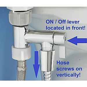 RinseWorks –Bidet T Adapter with 3-way Shut-off Valve for Toilet (7/8" Brass Tee connector) with EZ Reach On/Off Knob, cUPC certified by NSF to Uniform Plumbing Code 5 - Year warranty