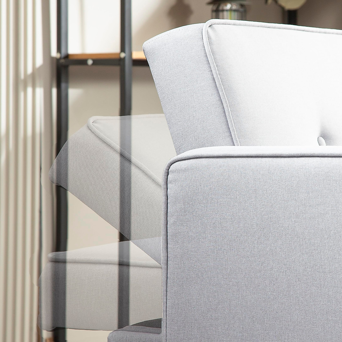 Modern Multi-Functional Convertible Folding Futon Couch Sofa Bed with Adjustable Backrest, Memory Foam Sleeper Couch Double Loveseat Sofa Single Bed for Living Room Small Space Bedroom (Light Gray)