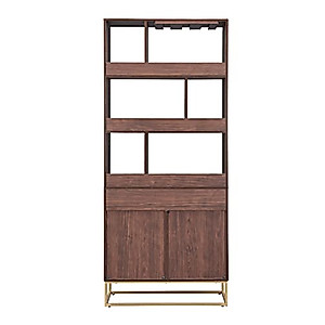 Home Source Contemporary Home Bar Shelf Walnut
