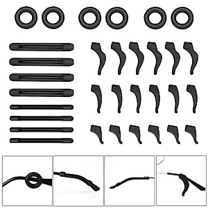 iGeyzoe 16 Pairs Eyeglasses Ear Grip Ear Hooks, Anti-Slip Holder Eyeglasses Stoppers Temple Tips Sleeve Retainer Eyewear Retainers Spectacle Stay For Eyeglasses, Sunglasses, Reading Glasses (Black)