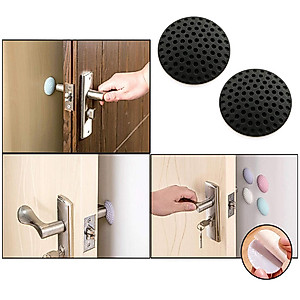 HJ Garden 6PCS Black Wall Protectors Door Handle Bumpers Buffer Guard Doorknob Rubber Self Adhesive Silencer Crash Pad for Home Office Doorstop Door Stopper