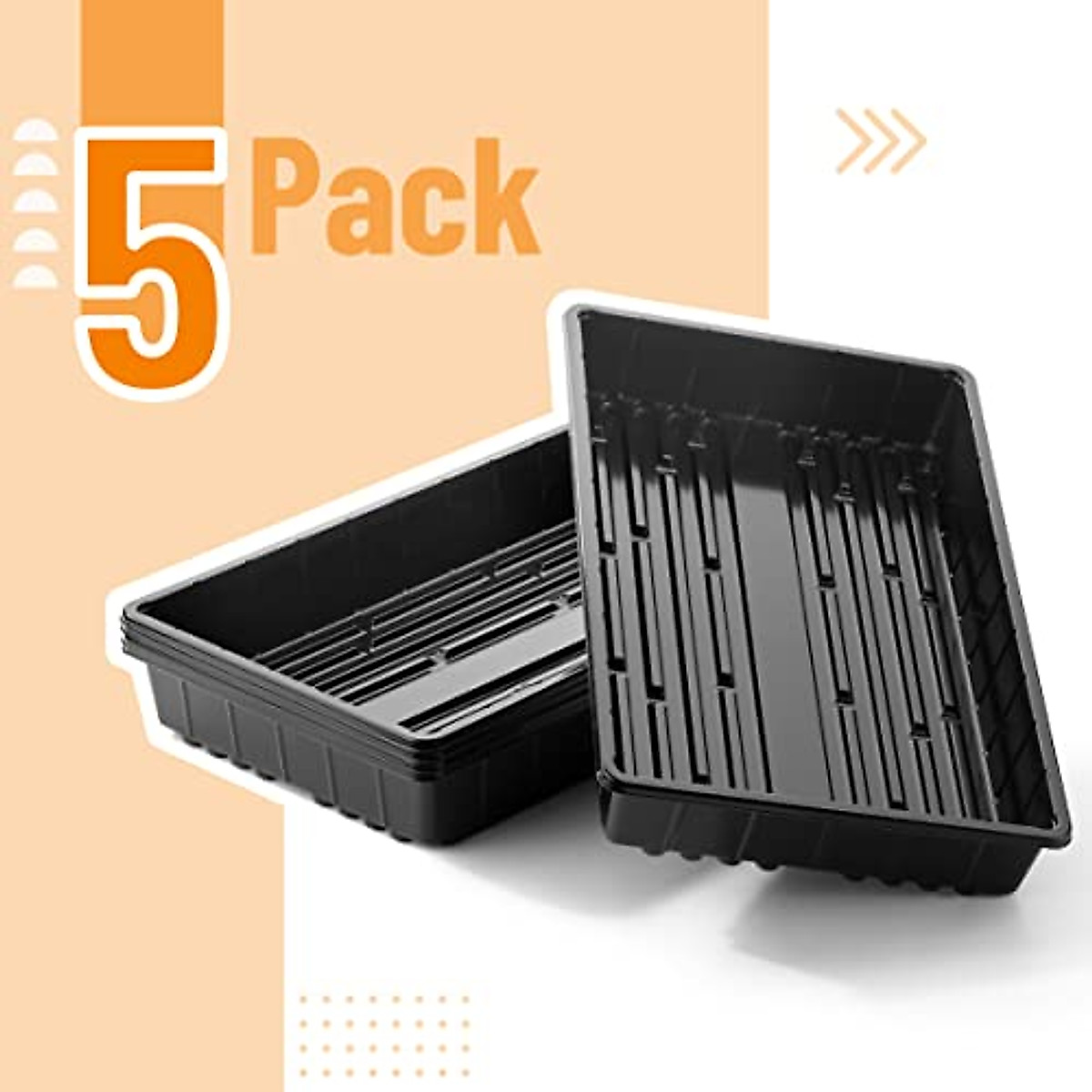 Mr. Pen- Plastic Growing Trays, 5 Pack, Black, Plant Tray, Seed Tray, Seedling Tray, Propagation Tray, Plant Trays for Seedlings, Planting Trays, Microgreens Growing Trays, Seedling Starter Trays