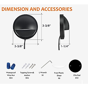 CLOUDY BAY [12 Pack] 3CCT Low Voltage LED Deck Lights Outdoor,2700K/3500K/5000K Selectable,Landscape Step Stair Railing Fence Light Wired,3W,12V-24V AC/DC Deck Lighting Fixtures