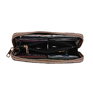 MKF 2-PC Set Tote Satchel Bag for Women & Wristlet Wallet Purse: PU Leather Handbag Pocketbook, Shoulder Strap Black