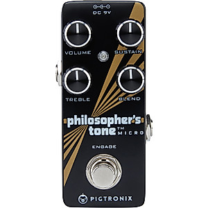Pigtronix Philospher's Tone Optical Compressor Pedal - Bundle with Instrument Cable, 2 Patch Cables, and 6 Dunlop Picks