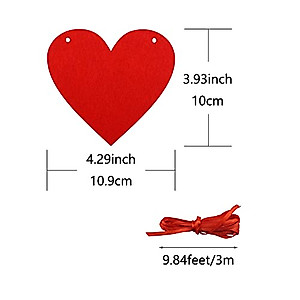 FAZHBARY 3 Pack Red Felt Heart Garland Heart Banner Valentines Day Banner for Wedding Anniversary Romantic Decorations