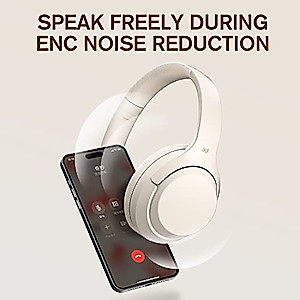 iKF-T1 Pro Wireless Wired Headphones Call Noise Cancelling Bluetooth Headset Bass Stereo Sound 100 Hours Using Time Built-in Microphone Pairing 2 Devices Compatible iOS/Android (Off-White)