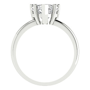 2.0 Ct Brilliant Heart Cut Clear Simulated Diamond 14K White Gold Solitaire Engagement Promise Bridal Ring Size 5.5