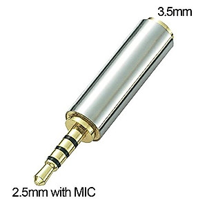 2.5mm Male to 3.5mm Female Audio Adapter Gold Plated Aux Auxiliary Plug Splitter 3 Ring Jack Support Converter Headphone Earphone Headset Stereo or Mono(2 Pack)