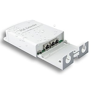 1 in 2 Out Outdoor Waterproof Poe Extender, 10/100Mbps, Extends 250m for Total Distance Up to 350m, IEEE802.3af/at for PoE Switch/Injector and Security POE Camera Over Cat5/6 Cable