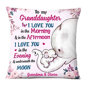 Personalized Square Pillow for Granddaughter from Grandma Nana Gifts for Granddaughter to My Granddaughter I Love You in The Morning Custom Name Double Sided Sofa Couch Cushion On Birthday
