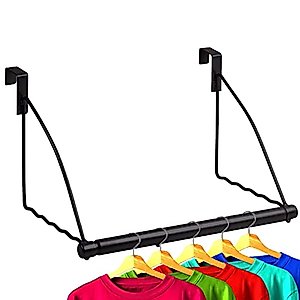 HOLDN’ STORAGE Over The Door Hanger - Door Rack Hangers for Clothes - Bathroom Over Door Hanger for Hanging Clothes & Towels - Over The Door Clothes Drying Rack, Black