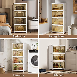 Closet Organizers and Storage, 70Qt Stackable Plastic Storage Bins with Lid, Foldable Storage Containers with Wheels, Organization and Storage Boxes for Clothes, Office Supplies, Snacks (23Qt × 3)