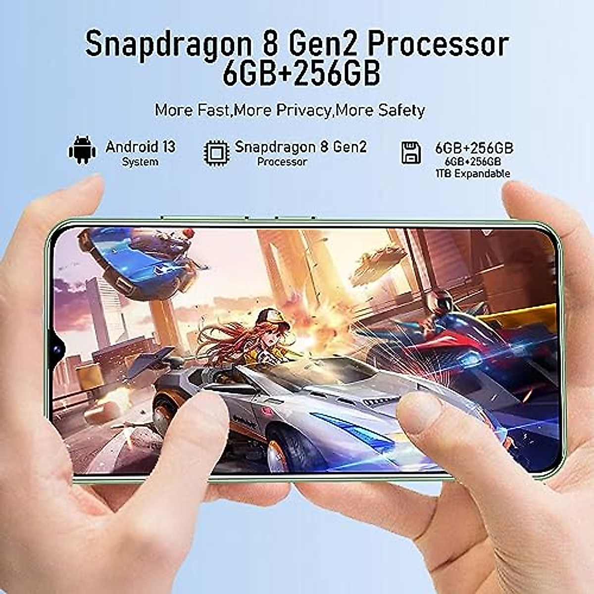 ExAchat C23 4G/5G Smartphone Unlocked, 6GB+256GB Android13 Phone Octa Core, 6.6" FHD+ Display 64 MP Camera 5800mAh Dual SIM Cell Phones GPS/Fingerprint Unlock/Face ID