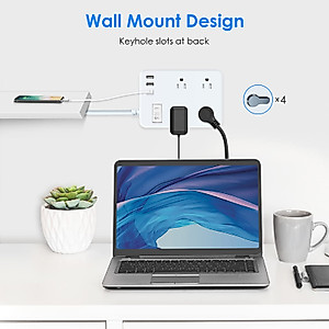 Outdoor Power Strip Weatherproof,Waterproof Outdoor Surge Protector with 4 Outlets,3 USB,6ft Cable with Flat Plug,1700 Joules Outdoor USB Plug for Kitchen Bathroom Barbecue Garden Camping