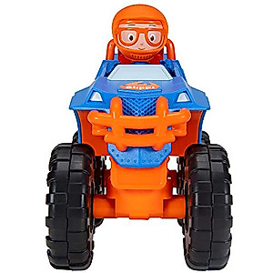 Blippi Monster Truck Mobile - Mini Vehicle with Freewheeling Features Including 2” Character Toy Figure and Cool Hydraulics - Imaginative Play for Toddlers and Young Children