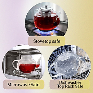 Glass Tea Sets for Adults-Elevate your Tea Time with our Clear Teapot & insulated Cup Set- Tea Pot Sets Kettle w/Infuser for Stove Top & 4 Double Wall Teacups Blooming loose leaf teas Glass Tea set