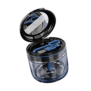 PRTECY Portable Mouth Guard Case Storage Box Waterproof Retainer Bath Case with Brush Mirror Denture Holder Storage for Travel Cleaning(Black)
