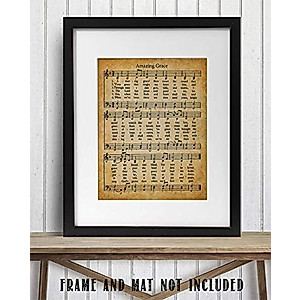 Amazing Grace Wall Art Poster - 11x14 Unframed Art Print - Great Inspirational Music Sheets Gift and Decor Under $15