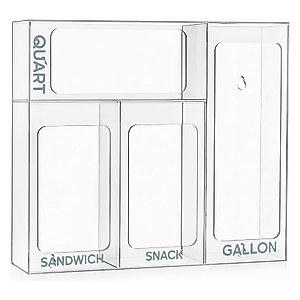HBlife Ziplock Bag Storage Organizer, Premium Acrylic Compatible Holder Kitchen Drawer Baggie Container Suitable for Variety Size Bags Dispenser for Cabinet, Clear