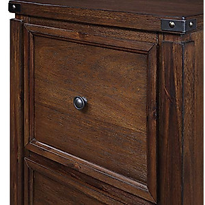 OSP Home Furnishings Baton Rouge 2 Drawer File Cabinet with Rustic Design and Metal Accents, Brushed Walnut