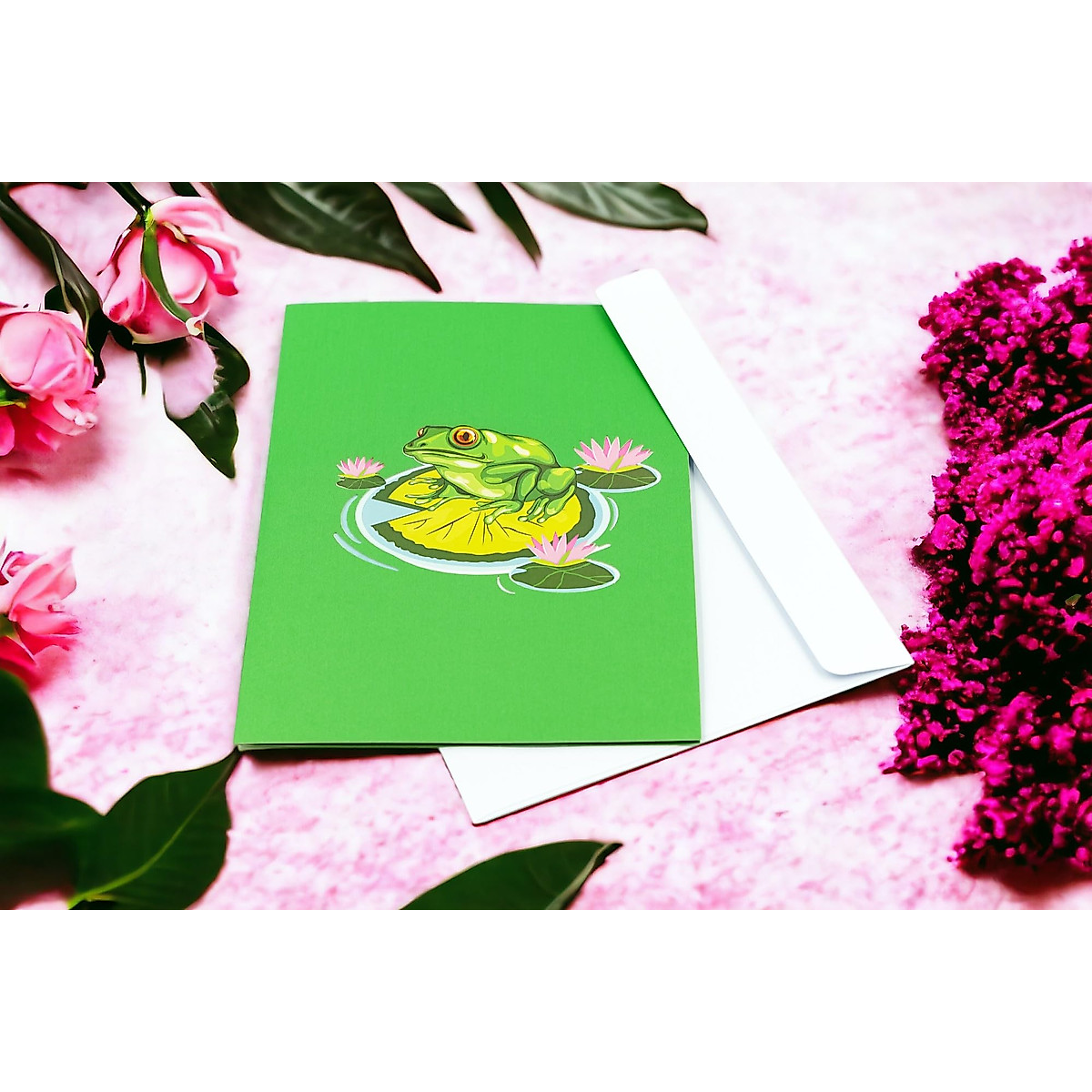 Rykamia Green Frog Pop Up Card, Blank Frog Card With Envelop, Frog Birthday Card, Frog Card for Kids, Frog Gift, Just Because, Get Well Soon, Frog Thank You Card, Frog Card For Mom, Wife, Daughter