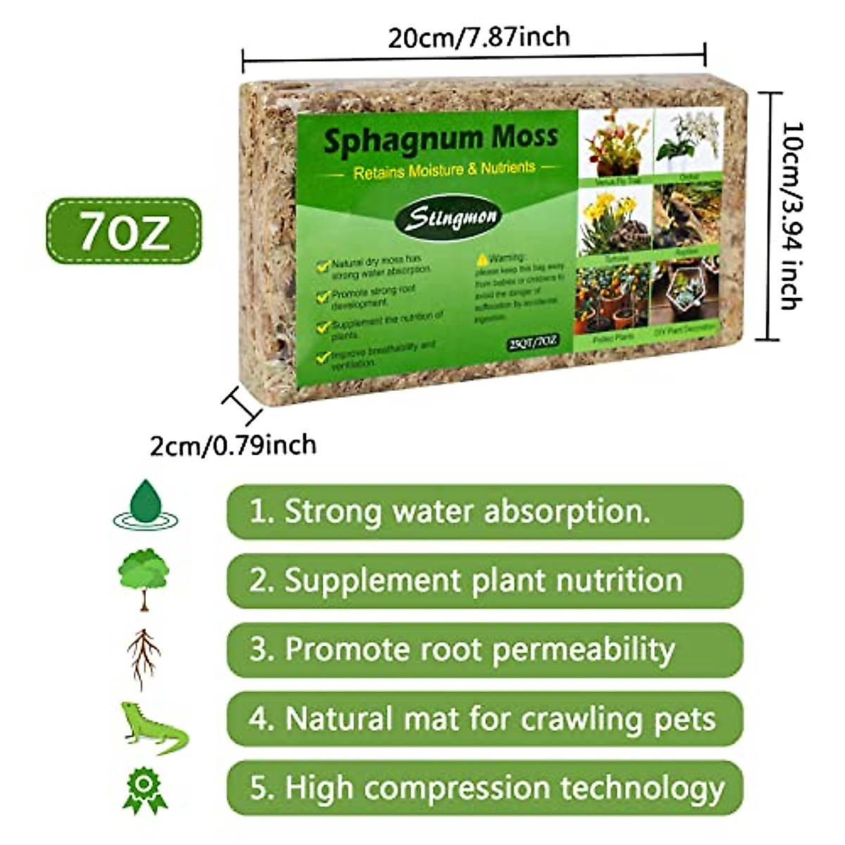 25QT Sphagnum Moss Orchid Moss for Potted Plants, Sphagnum Moss for Orchids, Dried Orchid Peat Moss for Plant Reptile Moss Orchid Soil