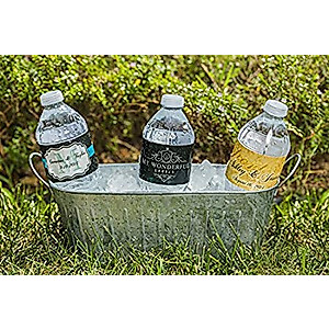 Silver Confetti Falling On Navy Background Water Bottle Labels Weddings Anniversary Bridal Shower Easy to Use