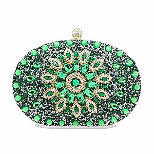 Green Purses for Women,Clutch Purses for Women Wedding Party Rhinestone Evening Bag Bridal Diamond Handbag (green)